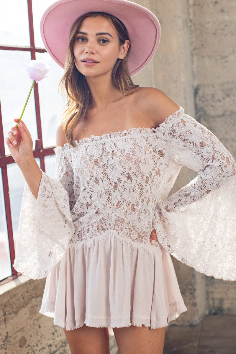 Off the Shoulder Lace Bell Sleeve Tunic Top – Maxi Laine’s Boutique